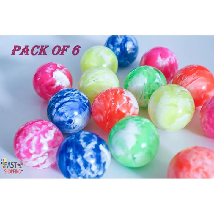 Pack of 6 - Kids Magic Bouncy Jumping Balls mixed Bouncy Ball Solid ...