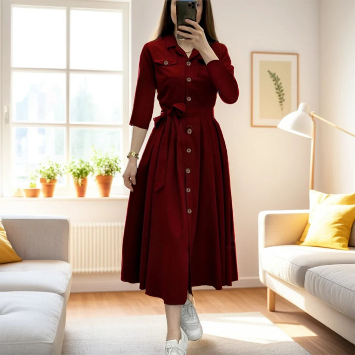 Casual Pocket Long Frock for Women – One Size, Free Size, Comfortable ...
