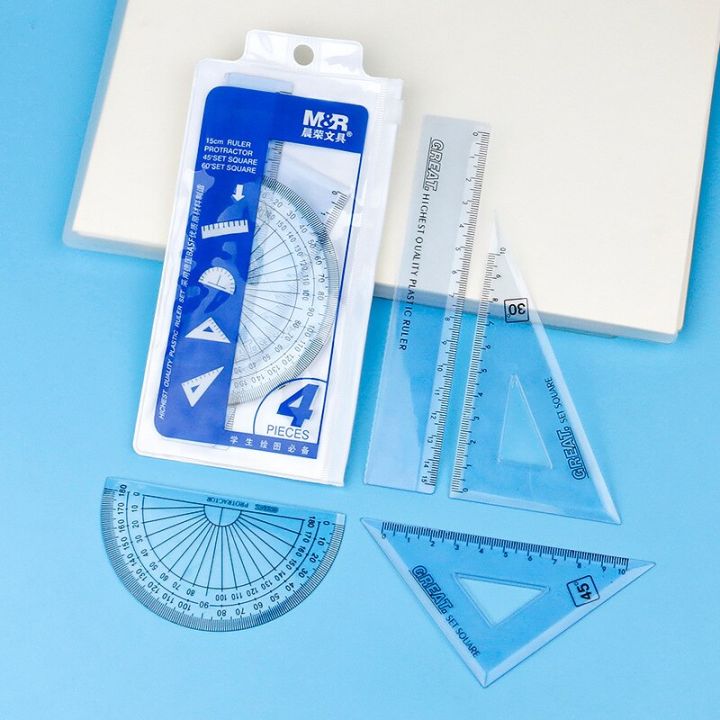 Hot Selling 4 Pcs/pack Students Maths Geometry Stationery Ruler Set ...