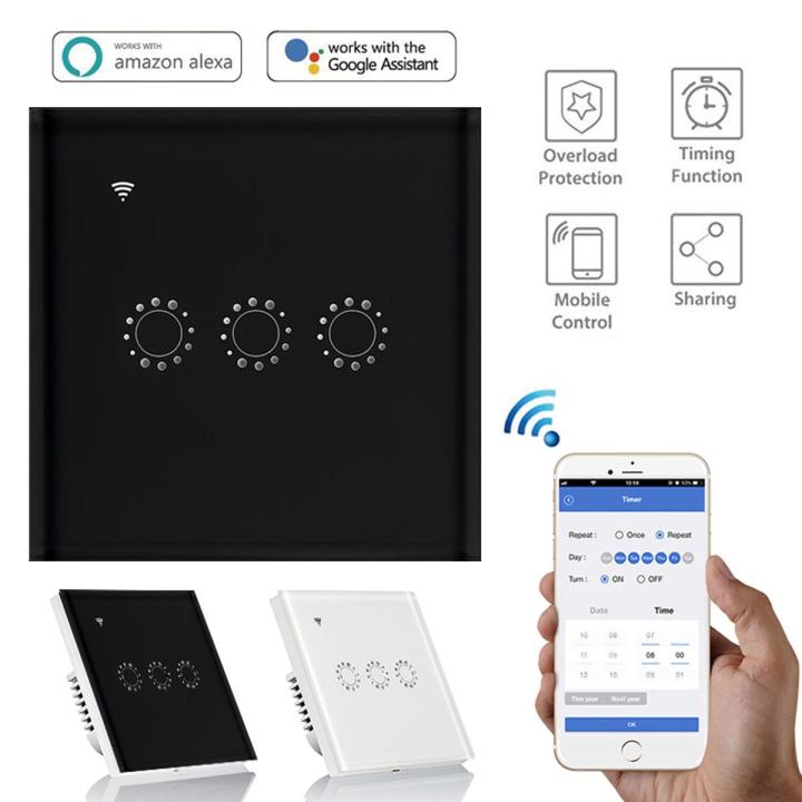 Touch switch smart switch panel wall switch 3 Gang wifi light switch US ...