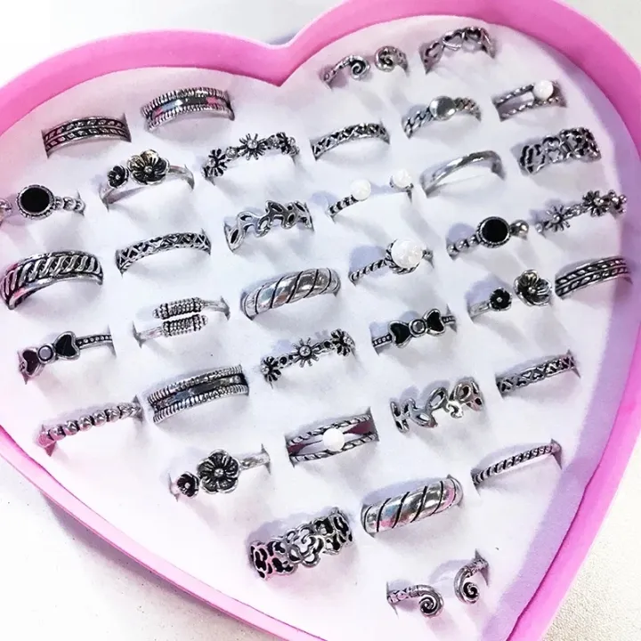 15 Pcs/set Silver Ring Set Women Wedding Anniversary Rings for Girls ...