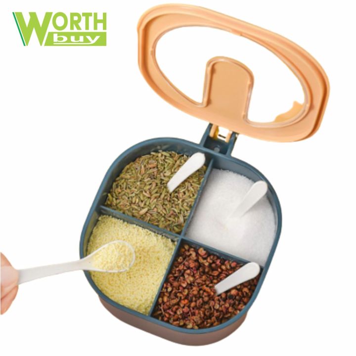 Spice Kit Masala Box Modern Spice Kit 4-1 Grid Spice Jar High Quality ...