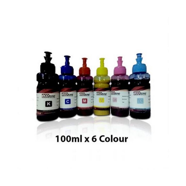ECOTONE 100ml 6 COLOR EPSON INKECOTONE ECOTONE SIX COLORS INK FOR EPSON L1800 L800 L805 T50 T60 ...