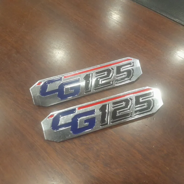Premium Silver Metal Side Tapa Monogram for Honda CG125 1990 Model ...