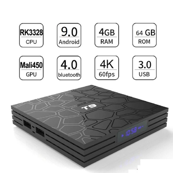 Android SMART TV BOX T9 4GB+64GB QUAD CORE 4K ULTRA HD 9.0V | Daraz.pk