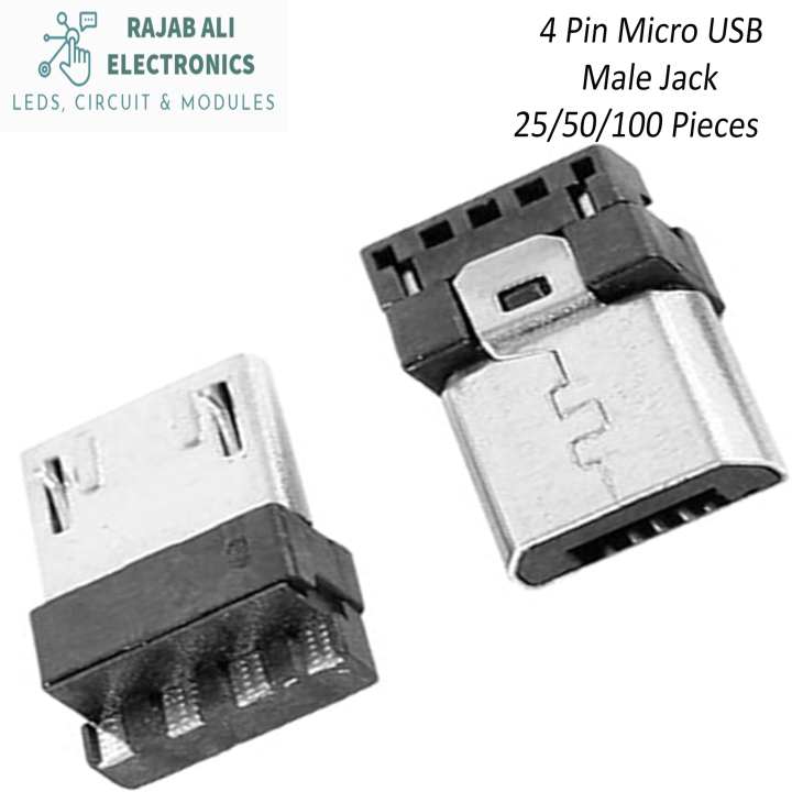 (Pack Of 25/50/100) 4 Pin Micro USB Connector Jack USB Plug Terminals ...