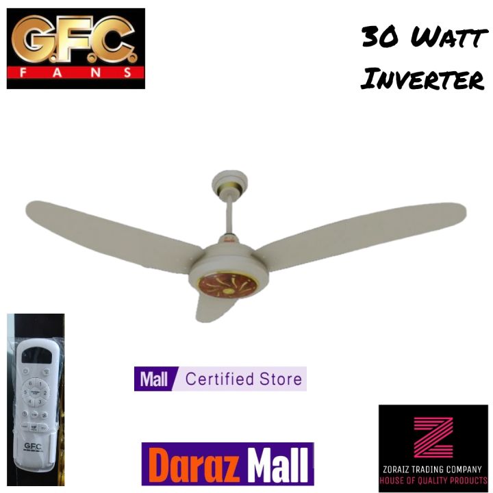 GFC Fan Ceiling 56 Inch Supreme Model 30 Watt Off White Color Inverter Remote Control Energy ...
