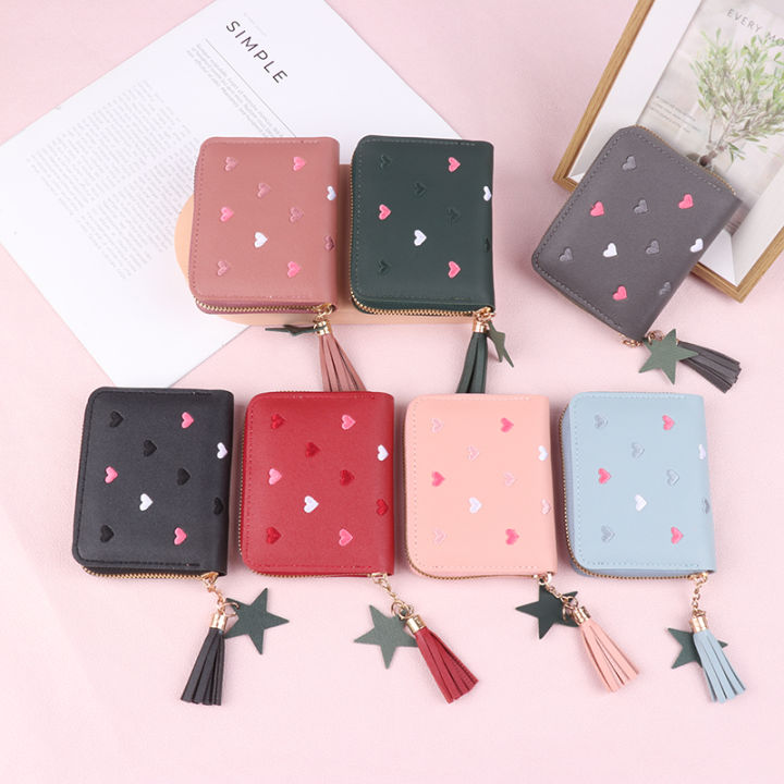 Women Small Wallet Ladies Mini Tassel Wallet Cute Girl Short Zipper ...