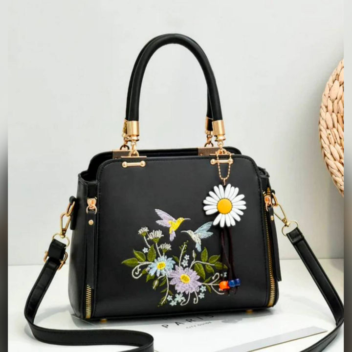 Beautiful Embroidery PU Leather Casual Woman Hand Bag | Daraz.pk