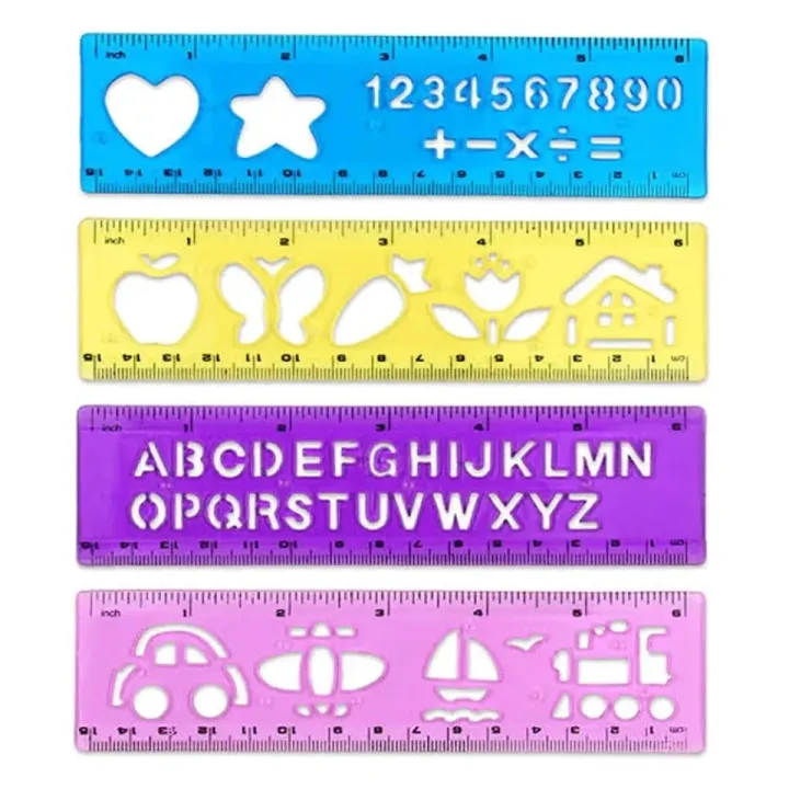 PACK OF 4 STENCIL SCALE SET- Student Scale Set- 4Pcs Candy Color Cute ...