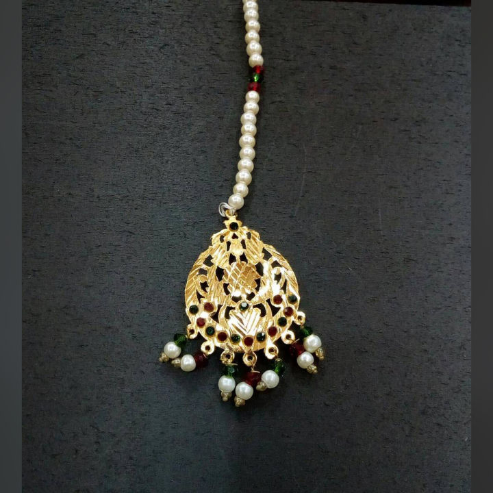 Golden Bridal Teka Matha Patti Noratan Jewelry Wedding Maang Tikka ...