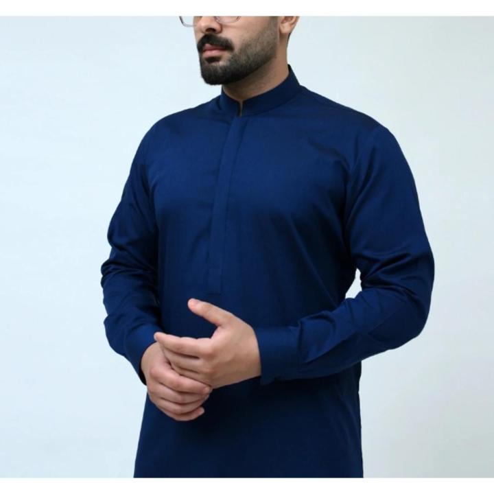 Pure Navy Blue Suit Of Washing Wear Unstitched For Men (shalwarkameez ...