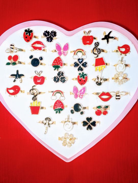 Cute Adjustable Cartoon Rings for Girls – 6 Rings in One Pack ...