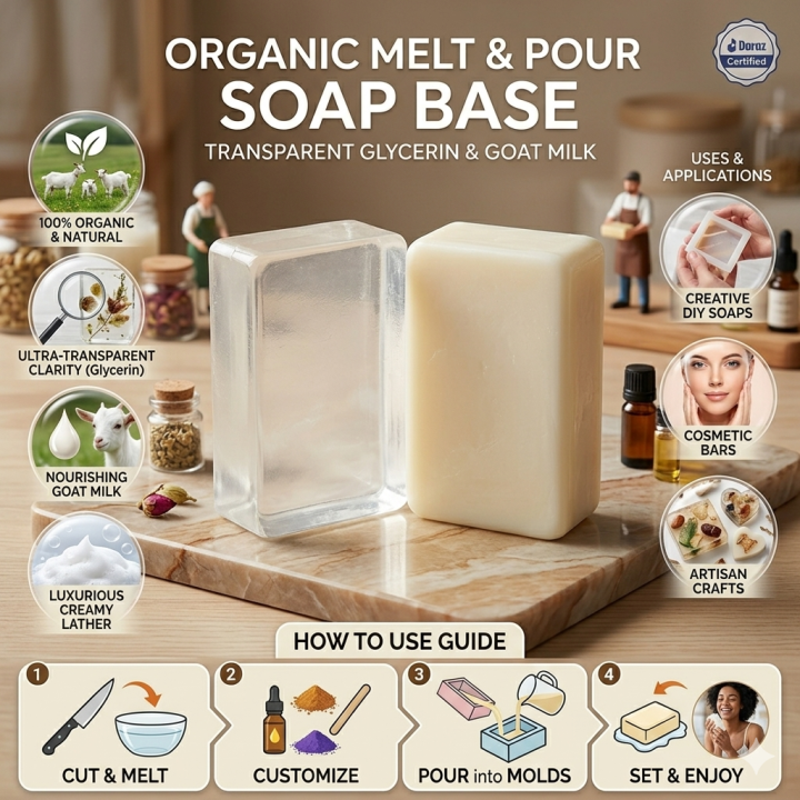 Premium Melt and Pour Soap Base - 500g - Transparent Glycerin & Goat ...