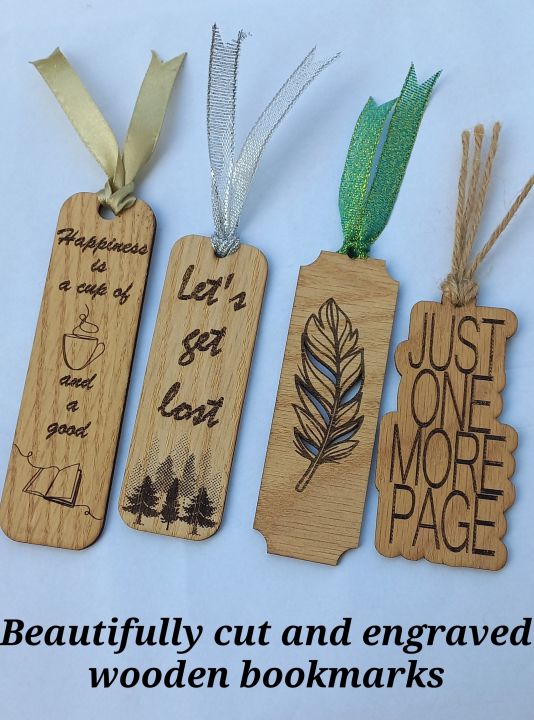 beautiful wooden bookmarks - laser engraved wooden book marks | Daraz.pk