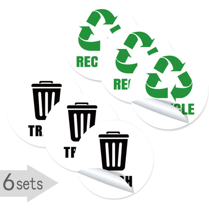 6pcs Diameter 5inch PVC Recycle Trash Bin Sticker Vinyl Stickers Decals ...