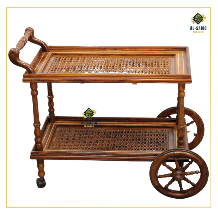 AL-SADIQ TRADERS | Wooden Chinioti Tea Trolley Rectengle style ...
