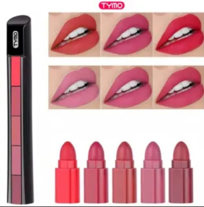 5 in 1 Matte Lipstick Pack of 1 Multi-Shade Long Lasting Lip Color ...