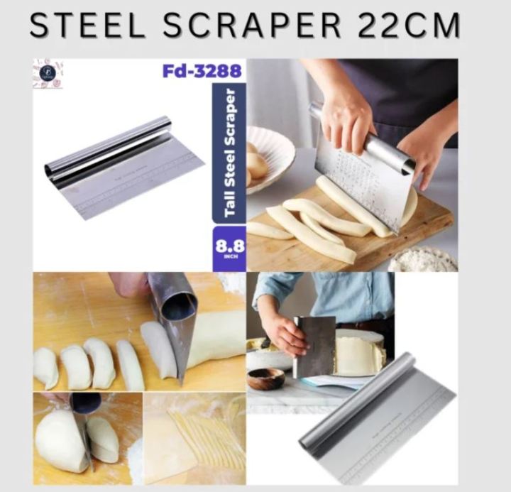 22cm Steel Scraper — Tall Steel Pastry Scraper, Bench Scraper for Dough ...