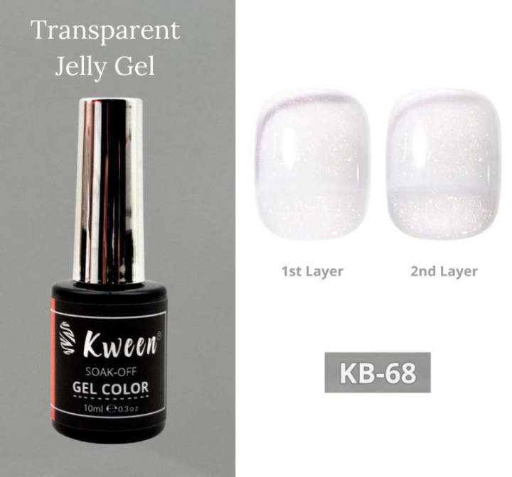KWEEN White Glitter Jelly Gel Nail Polish Milky Shimmer UV Soak Off ...