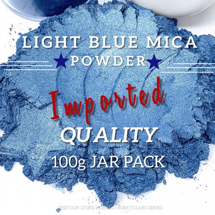 Light Blue Mica Powder, 100 Gram Box of True Cosmetic Grade Mica with ...