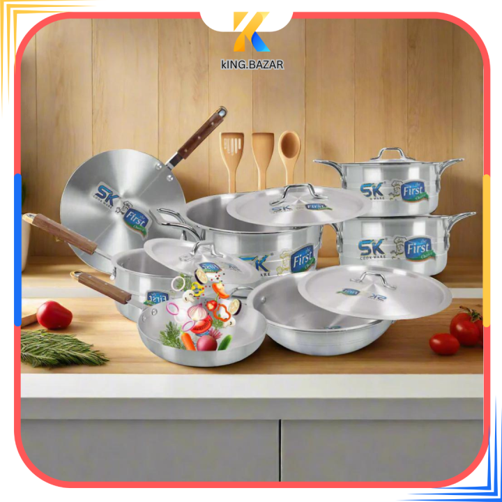 Casserole aluminum cookware Pot Gift Set 15 Pcs heavy weigh | Daraz.pk