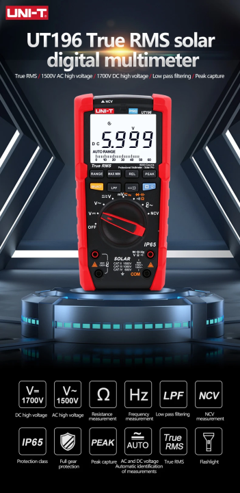 Professional Digital Multimeter 1500V AC DC Voltage Tester Meter Solar ...