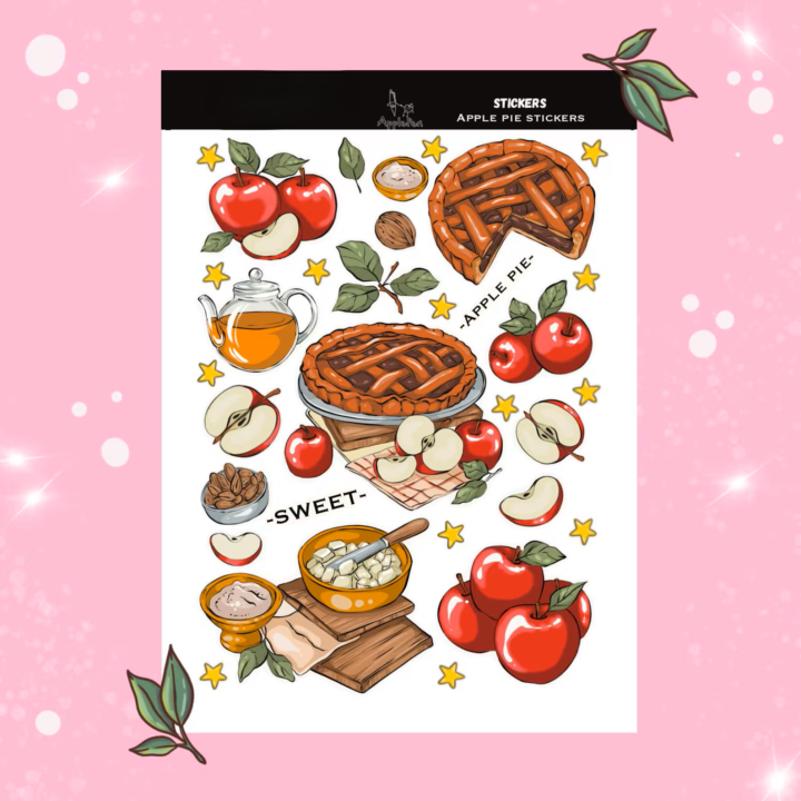 Stationery Set with Cozy Apple pie with delicious Stickers Aesthetic ...