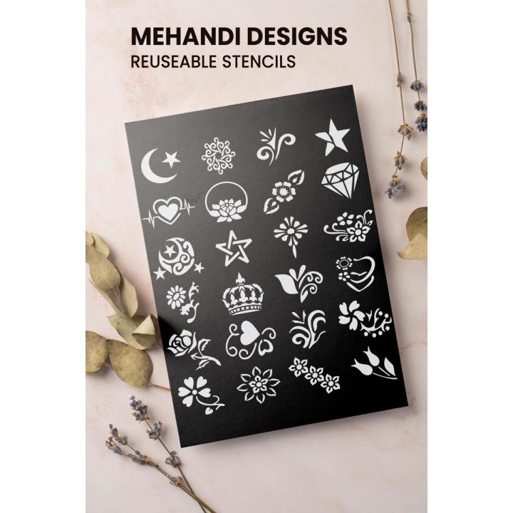 Different Designs Full Sheet Mehndi Stencils Mix Designs Sheet | Daraz.pk