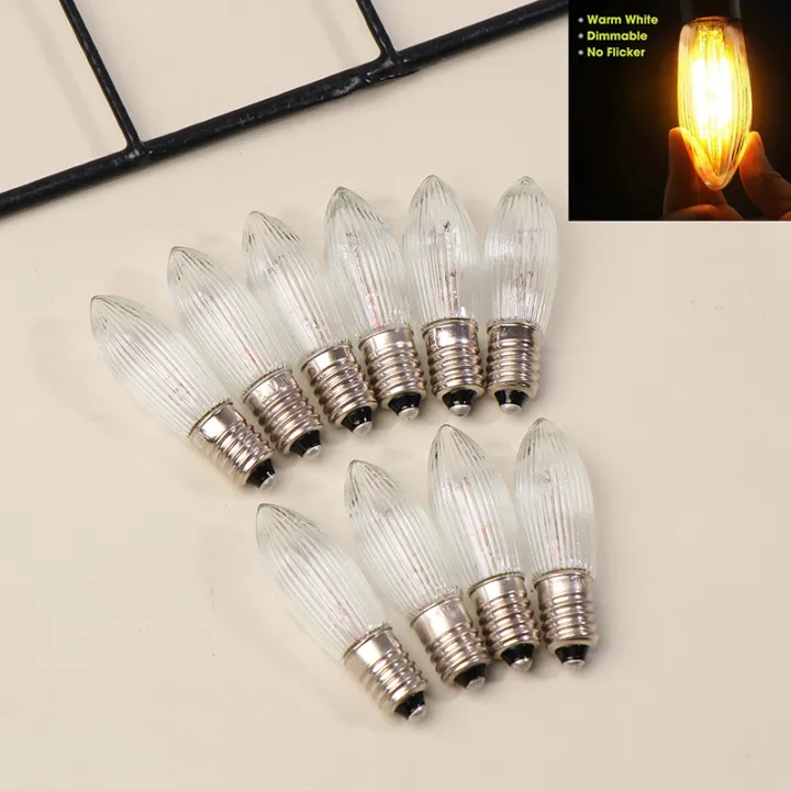 10PCS LED Filament Bulb E10 Warm White Edison Retro Candle Light Blubs ...