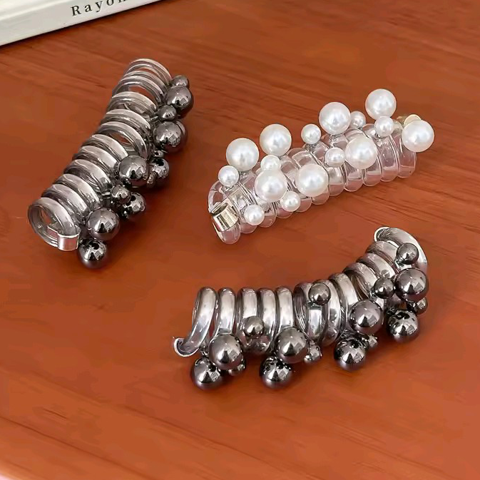 2Pc Pearl Telephone Wire Bow-knot Elastic Hair Band for Women Girl Hair ...