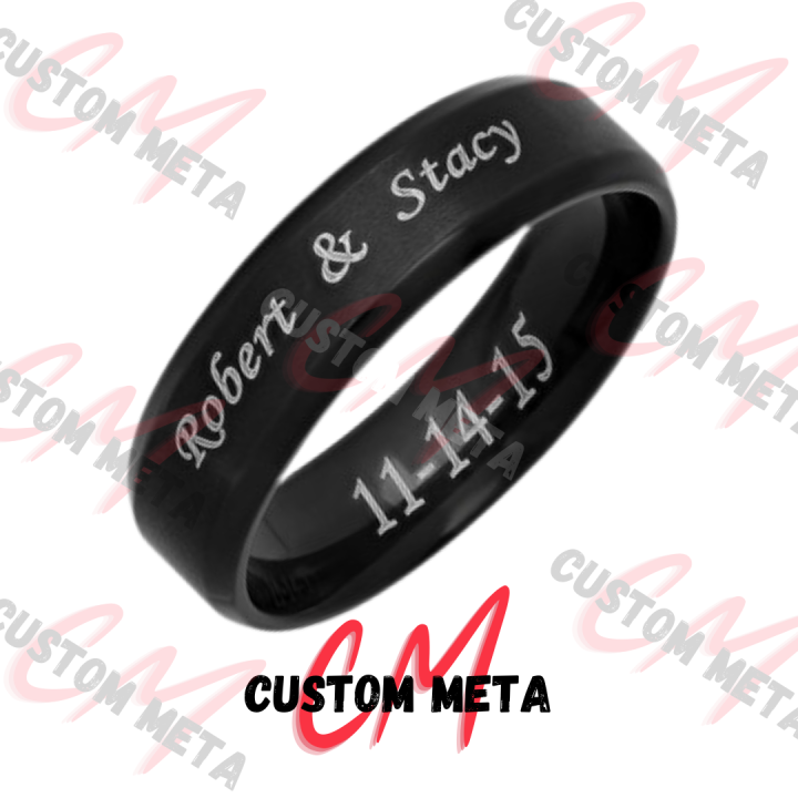 Customise name ring- beautiful laser engraved ring in shiny & matte ...