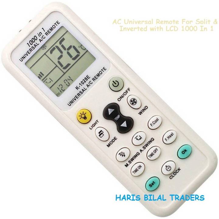AC Universal Remote For Split & Inverted with LCD 1000 In 1 | Daraz.pk