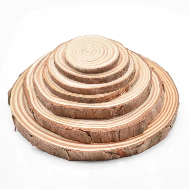 3-12cm Thick Natural Pine Round Unfinished Wood Slices Circles With ...