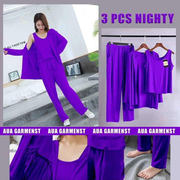 3Pcs Pajama Suit Women Modal Long-Sleeved Vest For Leisure Home Wear ...