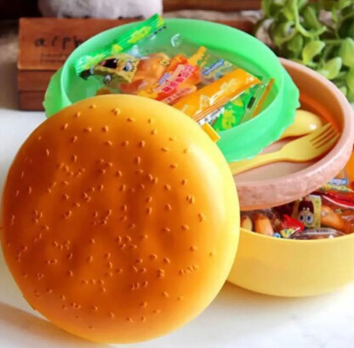 Burger Shape Lunch Box for Kids - School Tiffin Box for Boys & Girls ...