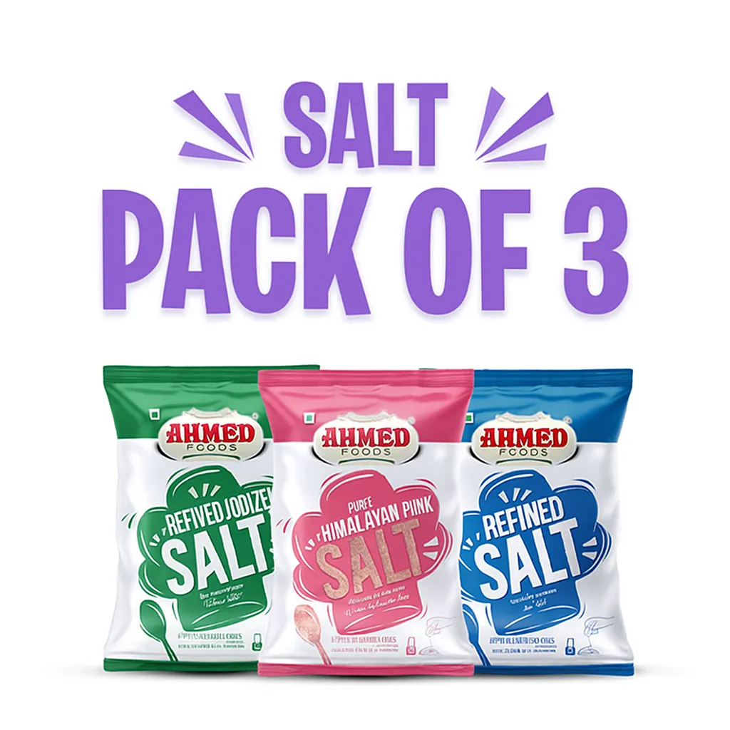 Salt Pack of 3 – Pure Himalayan Pink Salt, Refined Salt & Iodized Salt ...