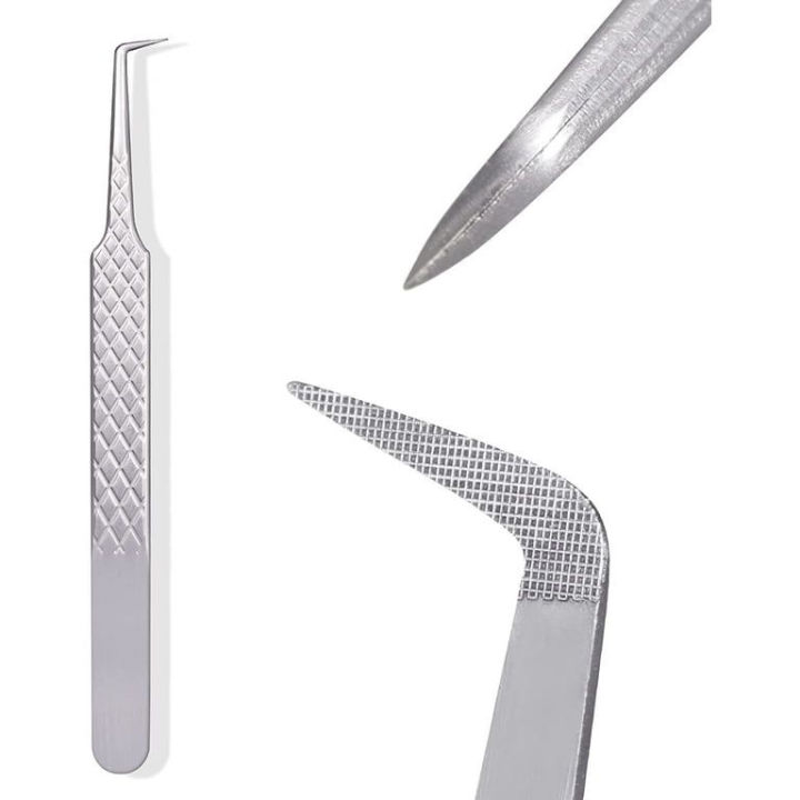 Fiber Tip Eyelash Extension Tweezers, Stainless Steel Precision Lash ...