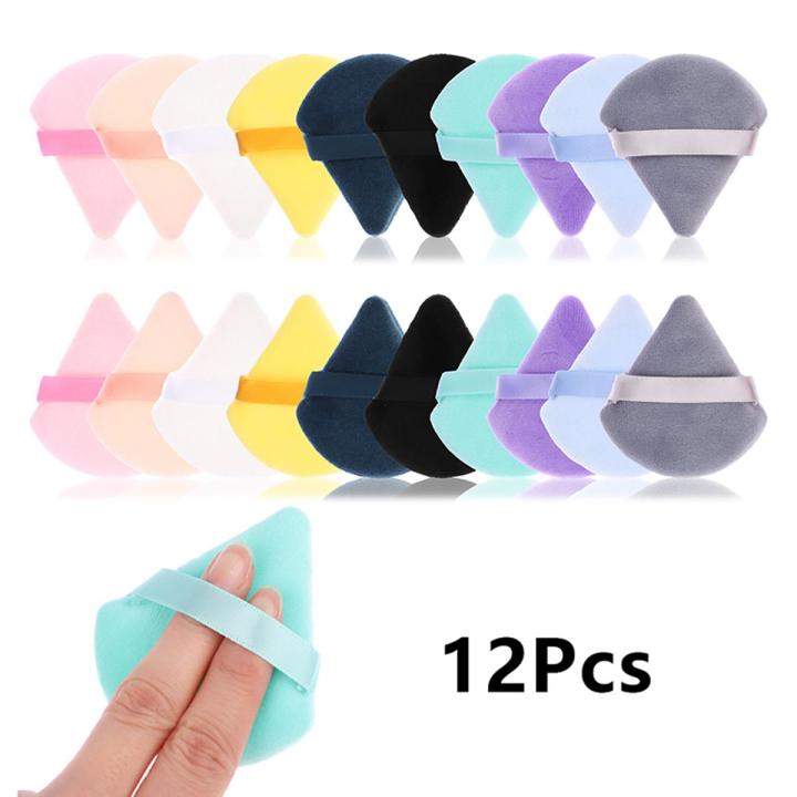 12Pcs Triangle Velvet Powder Puffs Mini Finger Puffs Washable Blend ...