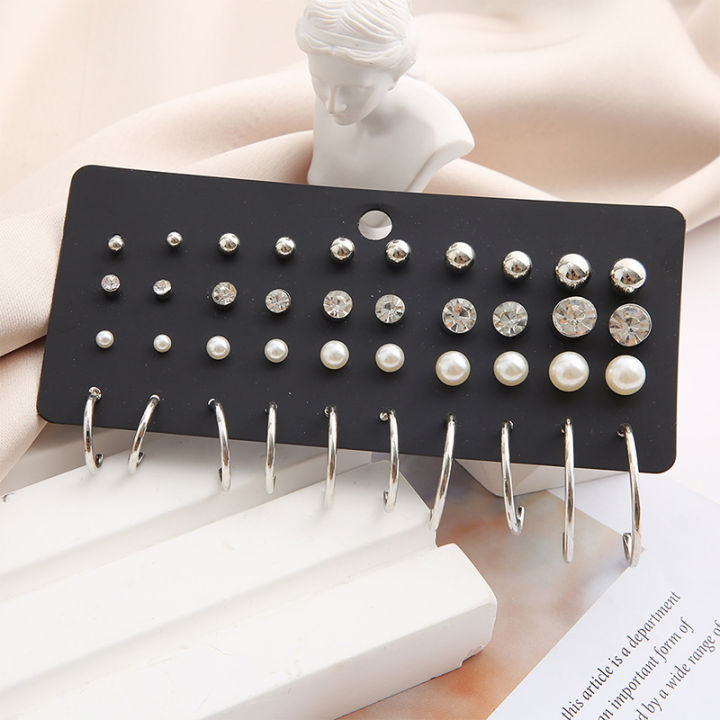 20 Pairs Women's Earrings Set Pearl Earrings For Women Bohemian Fashion ...