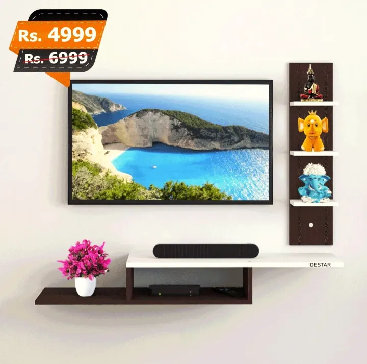 LED Mounted Wooden Rack, TV Racks, LCD Racks, Racks, by Sohni Walls ...