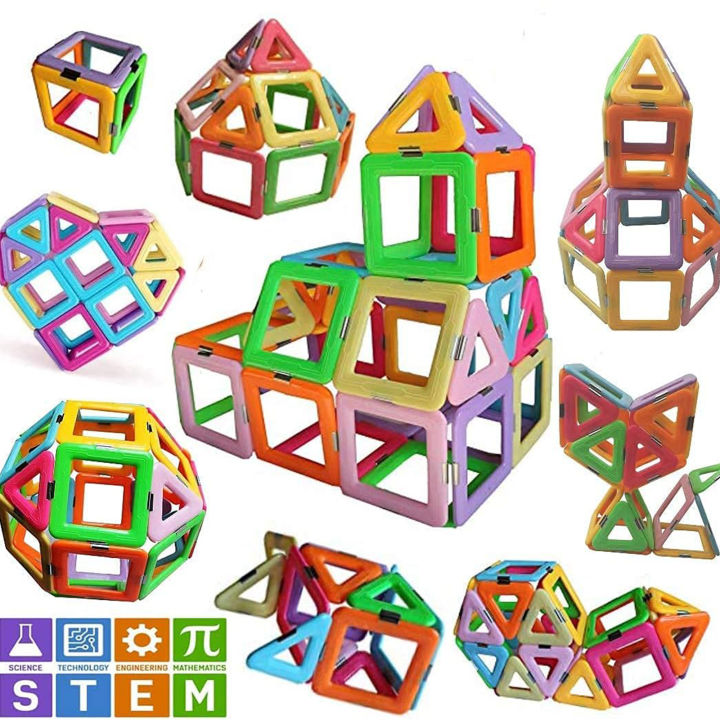 Magnetic Building Blocks - 70 Pc 3D STEM Educational Construction Set ...