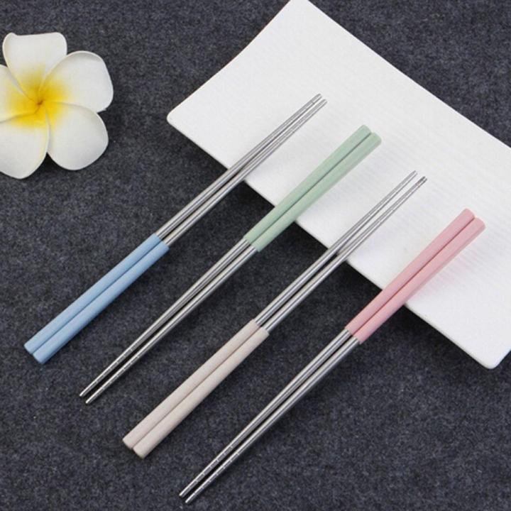 Portable Stainless Steel Cooking Tool Wheat Straw Chopsticks Kitchen ...