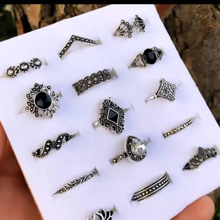 ShowCase 15 Pcs Rings set For Girls Wedding Anniversary Rings for Girls ...