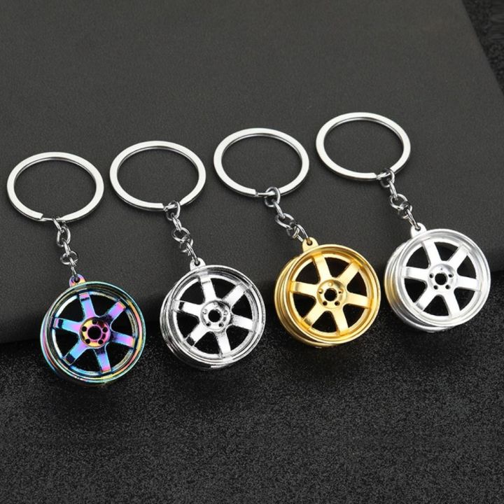 Personality Alloy Car Wheel Keychain Wheel Hub Mini Tire Rim Key Holder ...
