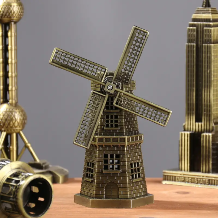 Dutch Windmill Statue - Mini Dutch Landmark Metal Windmill Statue ...