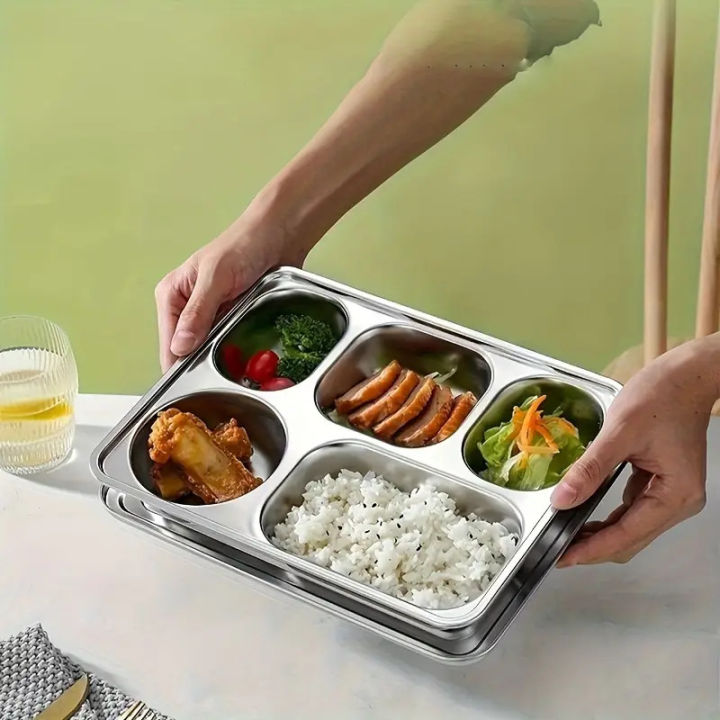 Stainless Steel 5-Compartment Deep Food Tray – Durable, Rust-Resistant ...