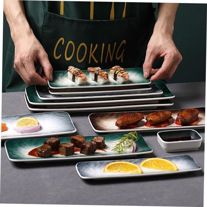 Japanese Style Sushi Plate – Long Rectangular Ceramic Sashimi Dish for ...