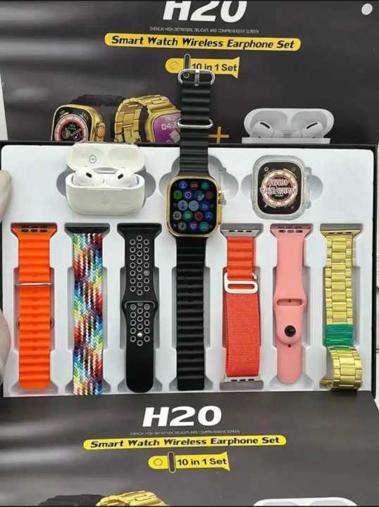 H20 Ultra Smartwatch 10 in 1 Ultra Smart Watch With ( 7 Straps ...