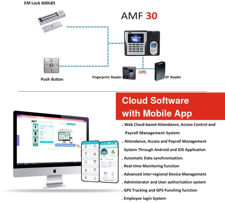 AMT fingerprint attendance AMF 30, biometric time attendance system ...